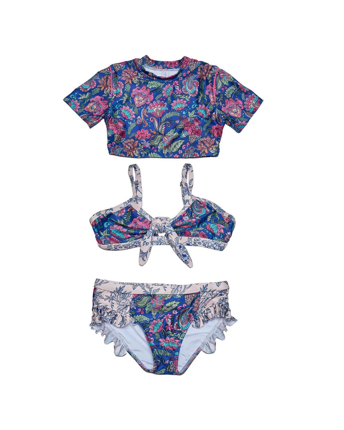 Matching Sibling Swimwear – Girls 3 Piece Swim Set (River) | Olga ...