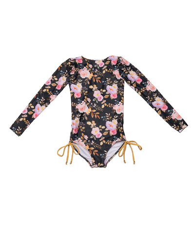 Long Sleeve One Piece Swimsuit with Side Ties – Olga Valentine Swimwear