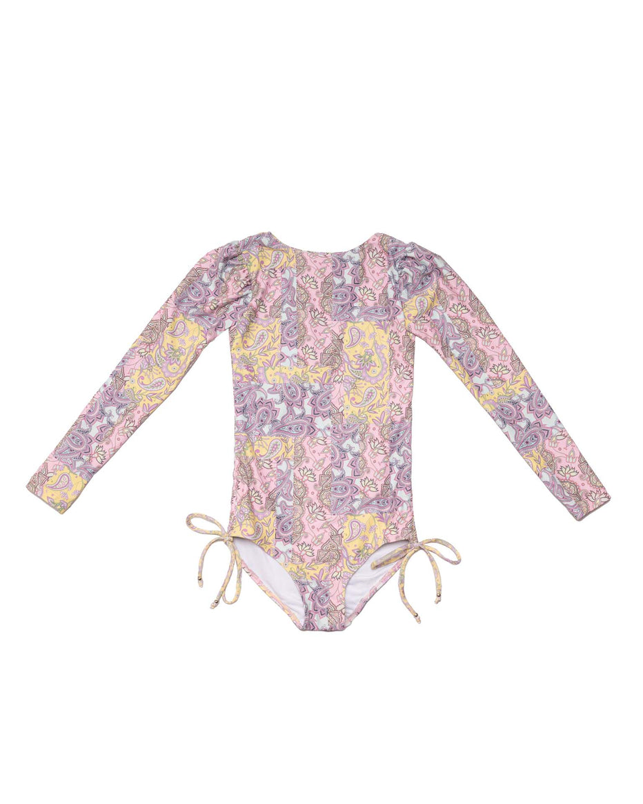 Long Sleeve One Piece Swimsuit with Side Ties – Olga Valentine Swimwear