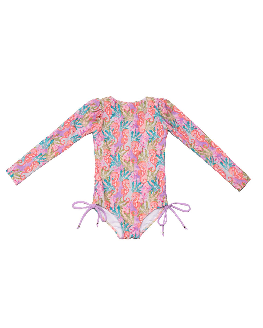 Long Sleeve One Piece Swimsuit with Side Ties – Olga Valentine Swimwear