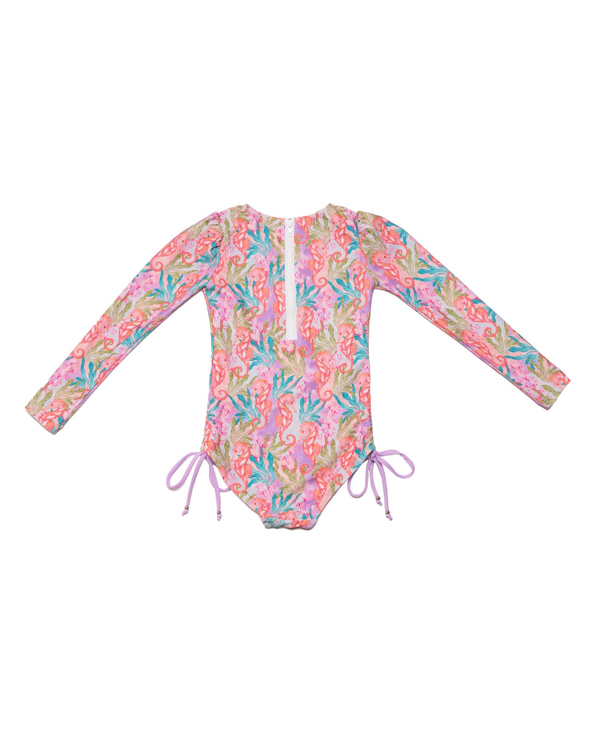 Long Sleeve One Piece Swimsuit with Side Ties – Olga Valentine Swimwear