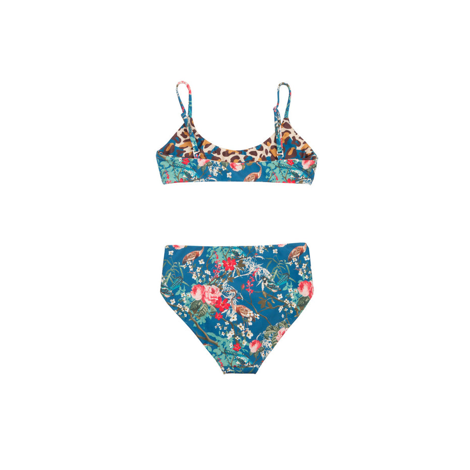 Girls Leopard Reversible Bikini with High Waist – Olga Valentine Swimwear