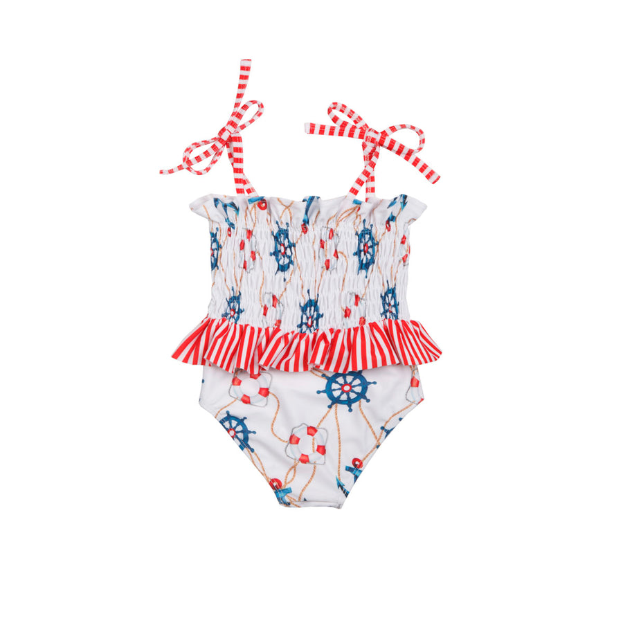 Voyager Baby One Piece With Frill (Anchor) – Olga Valentine Swimwear