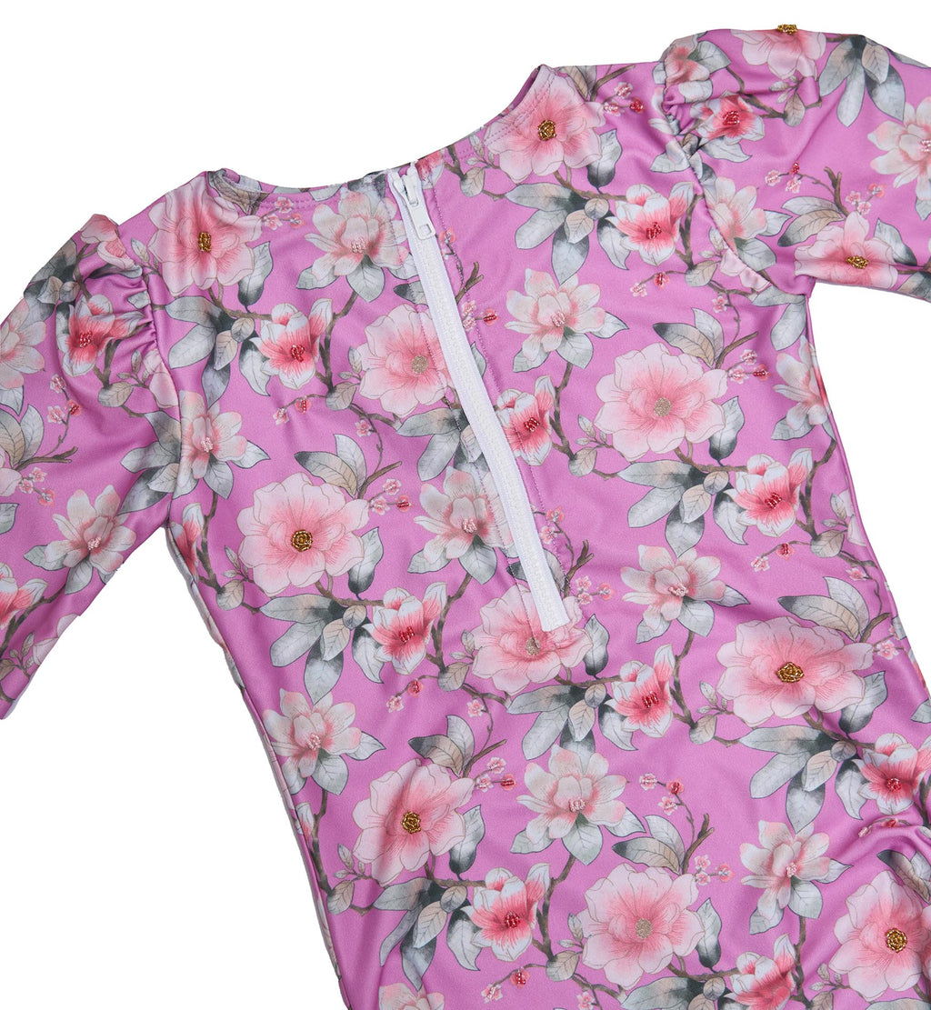 Long Sleeve One Piece Swimsuit with Side Ties – Olga Valentine Swimwear