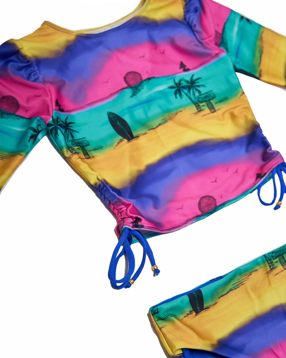 Girls Bikini Set – Side Tie Top & Reversible Bottoms (Camp Cove) | OV ...